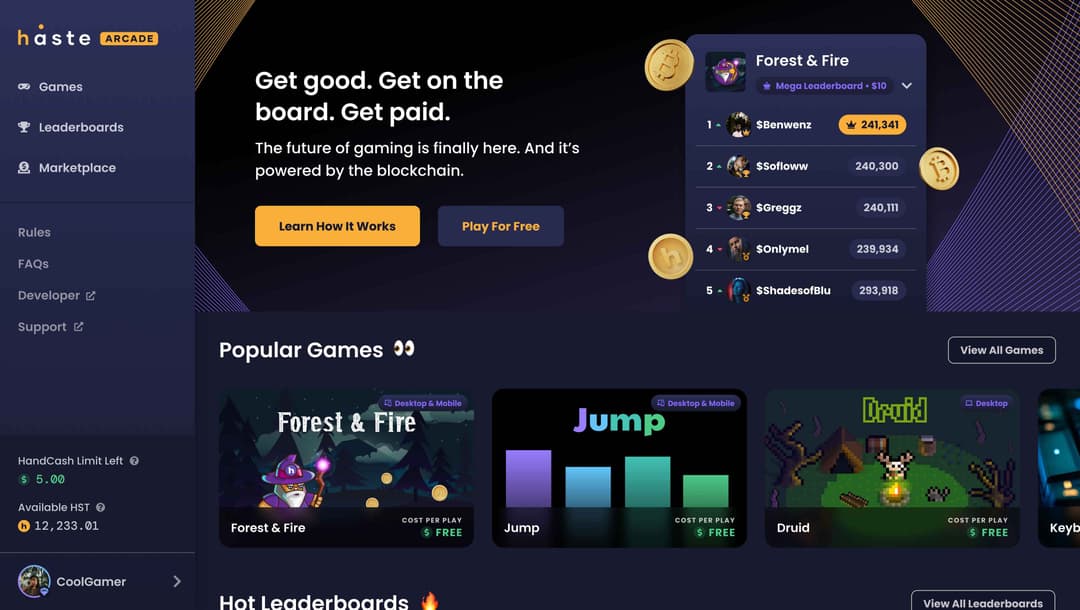 Handcash Games | Haste Arcade