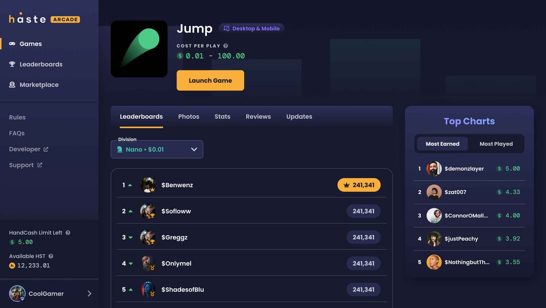 HandCash App Gallery | Haste Arcade